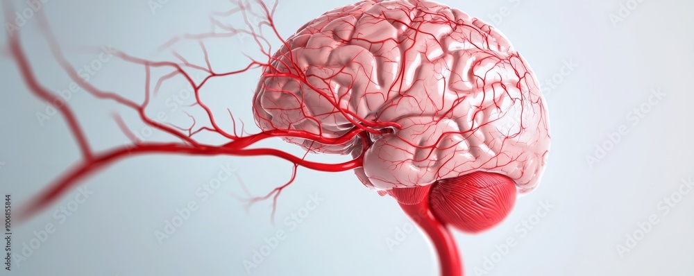 An arteriogram of the head, with contrast dye enhancing the ...