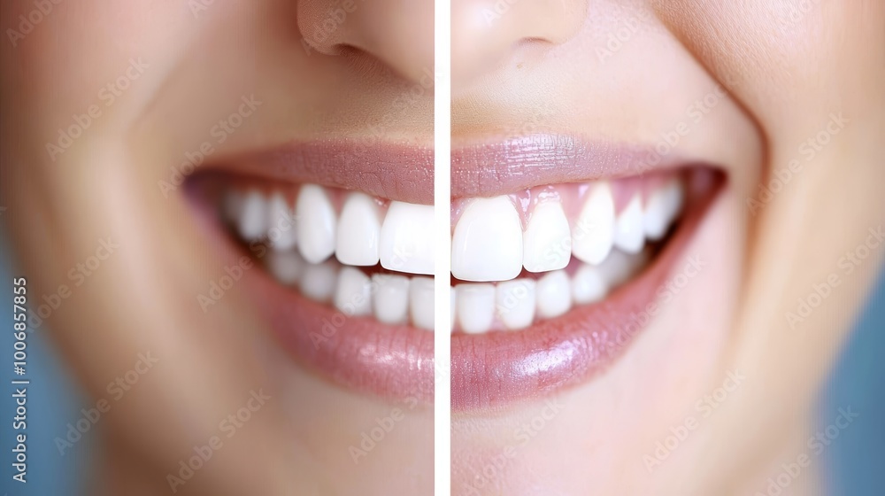 Before and after comparison of a dental implant surgery, showing the ...