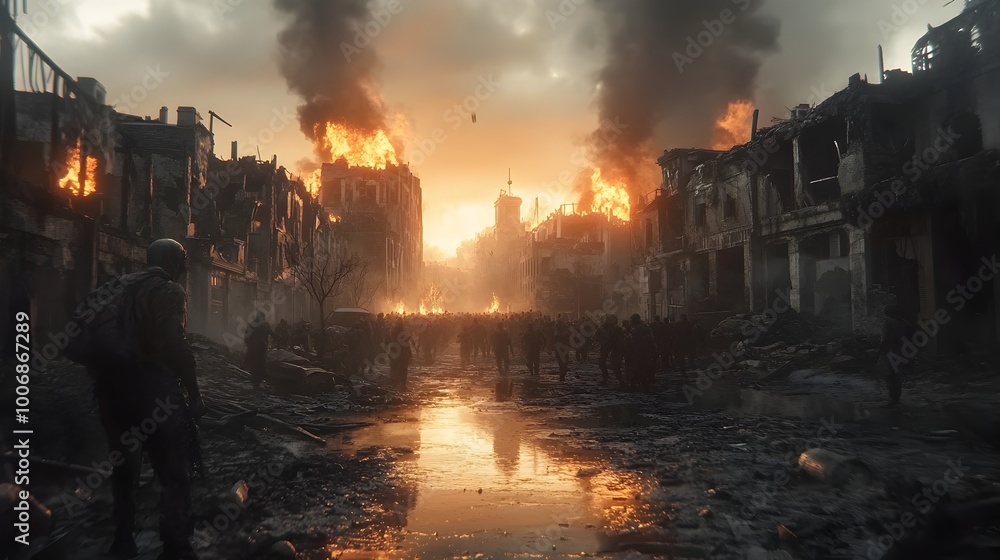 Devastating Post Apocalyptic City Overrun by Hordes of Undead Creatures ...