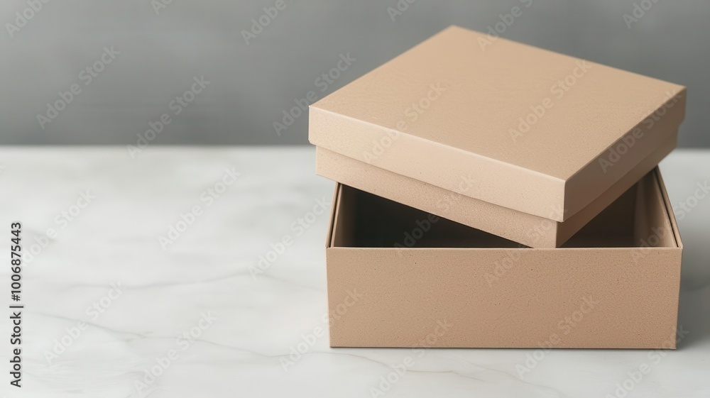 Minimalist offset box with smooth, unmarked surfaces, designed for easy ...