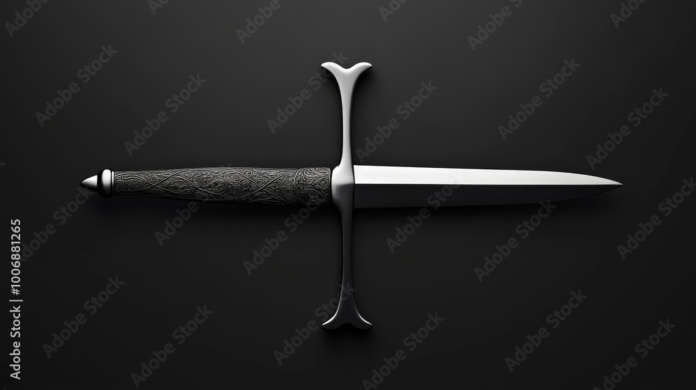Cross Guard Sword: A close-up shot of a gleaming medieval sword with a ...