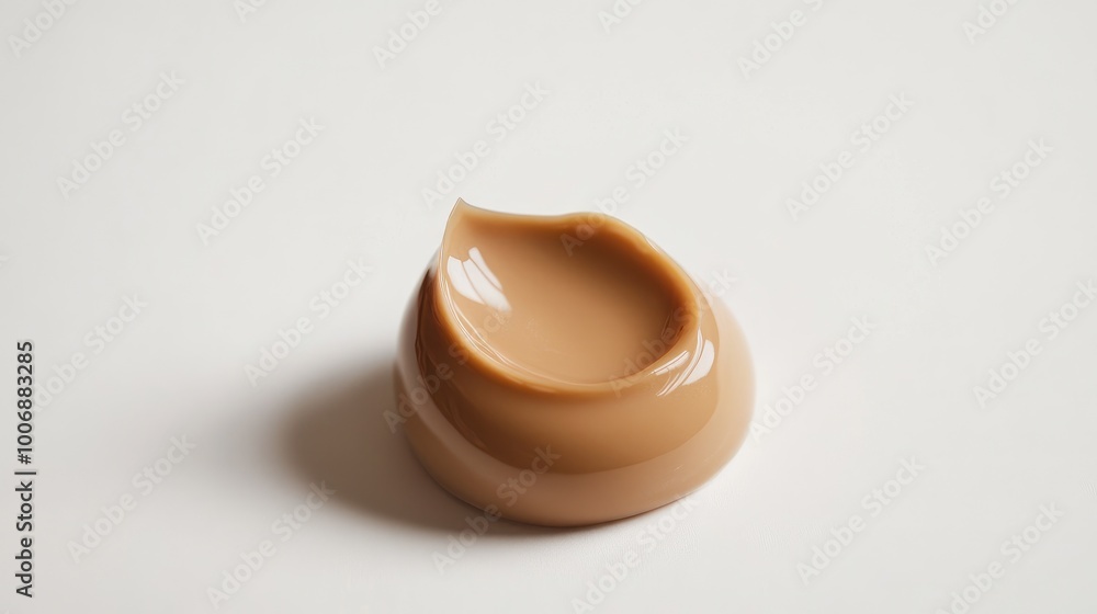 A small dollop of foundation cream, glossy and smooth, displayed on a ...