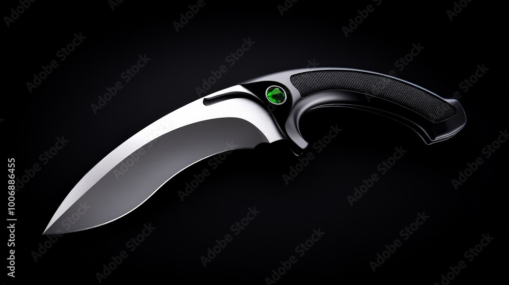 Shadow Dancer: Sleek, modern fixed blade knife with a curved, tactical ...