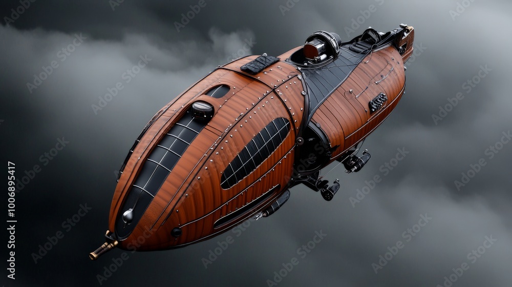 Steampunk Airship: Majestic Flight. A majestic steampunk airship soars ...