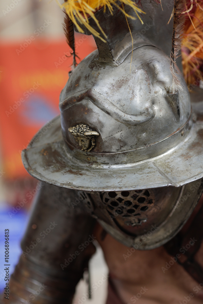 Ancient Roman gladiator during a historic reenactment event. Stock ...