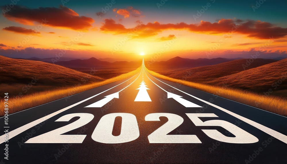 highway to success, Road to 2025 with an empty road with written 2025 ...