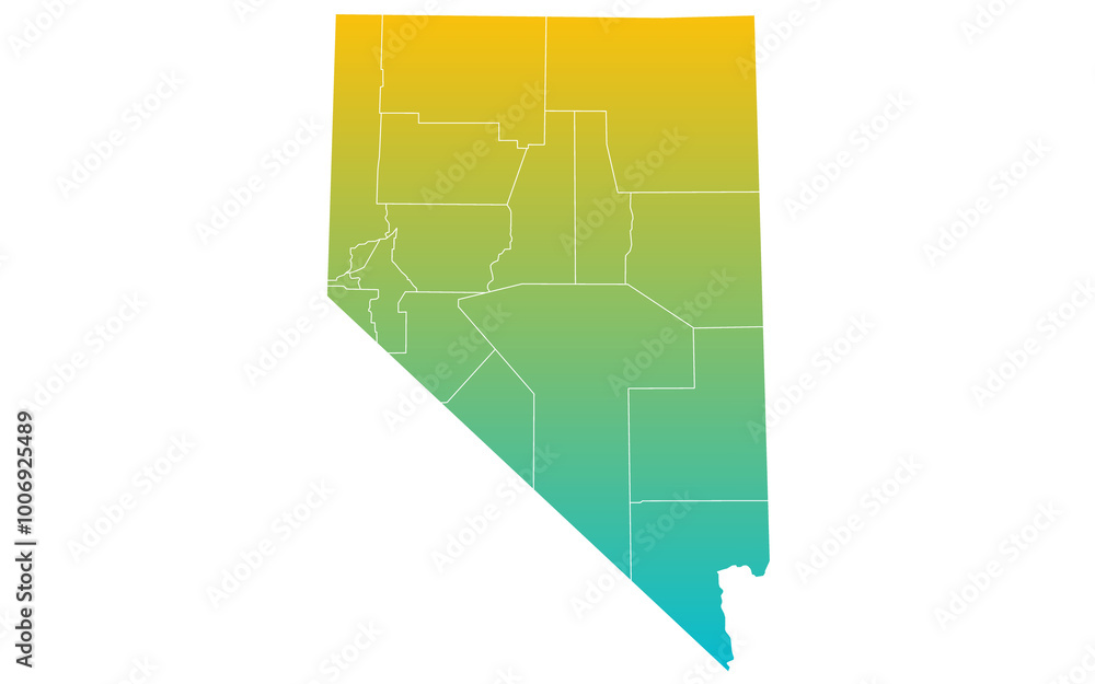 Nevada administrative map. counties map of Nevada, blank Map, empty map ...