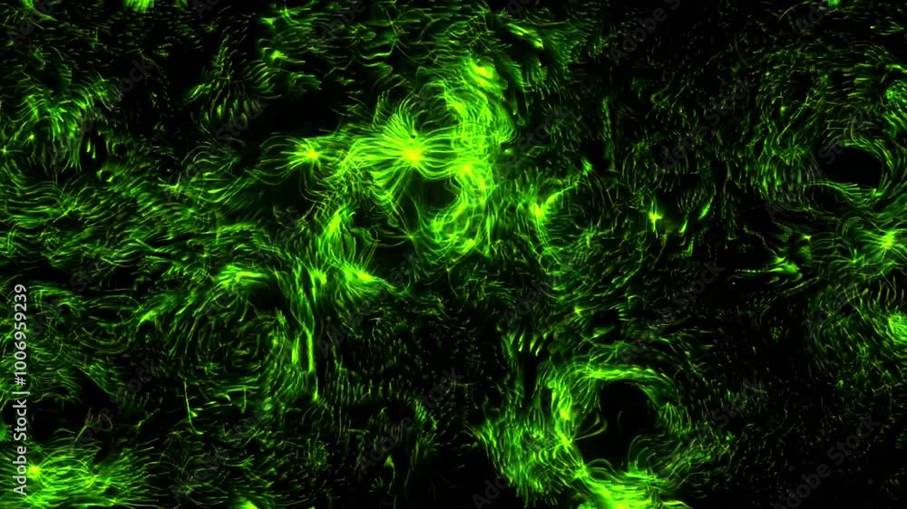 Abstract background Bubble Green particle energy cell glowing ...