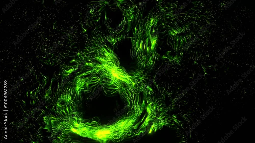 Abstract background Bubble Green particle energy cell glowing ...