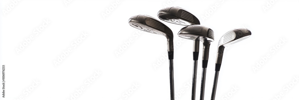 set of golf clubs stands upright in a bag highlighting the intricate ...