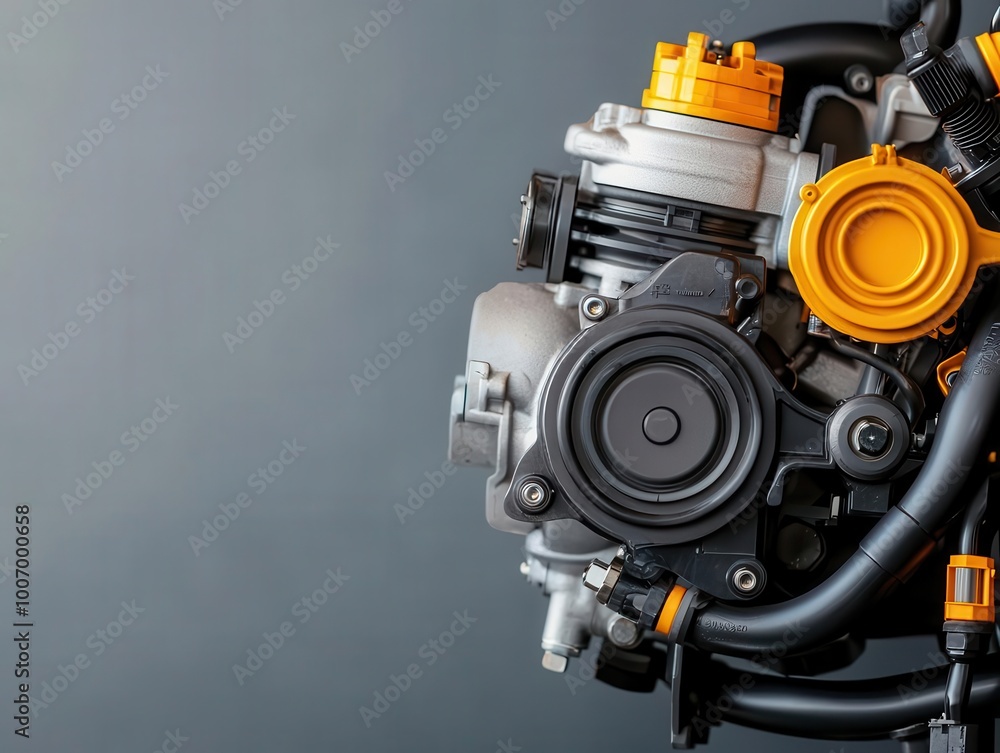 Cross-section of a supercharged engine with emphasis on power output ...