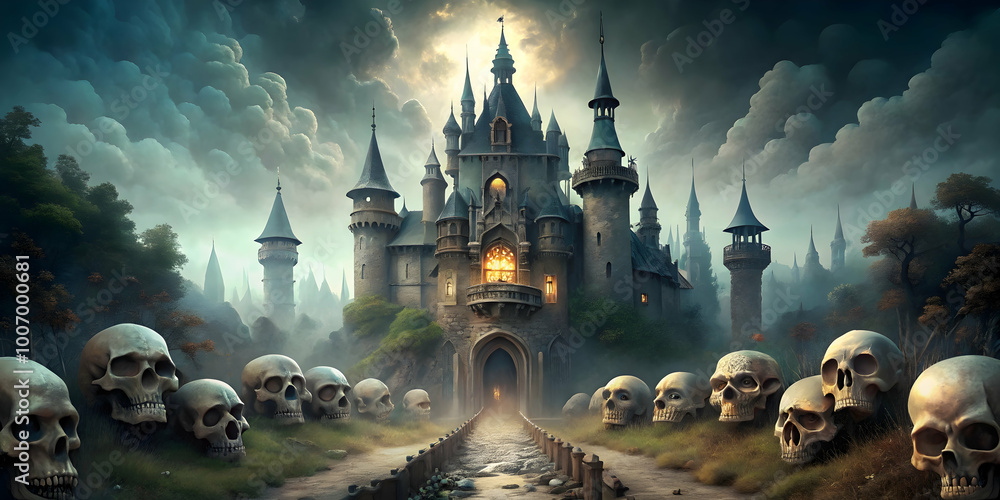 Haunted Castle: A chilling scene of a gothic castle shrouded in ...