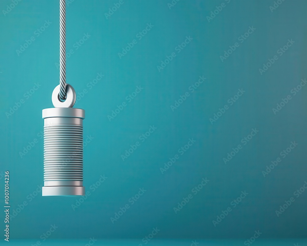 Floating 3D model of a pulley and cable system, showing weight ...