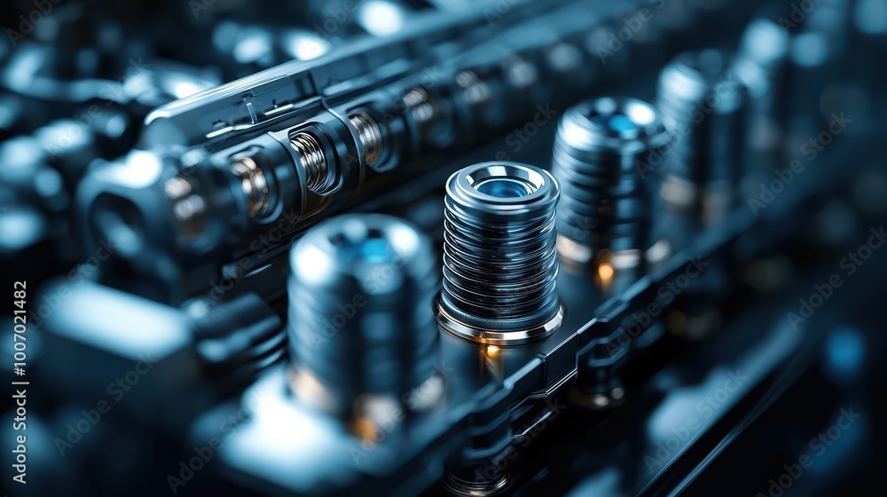 3D render of a machine's camshaft system, showing motion control and ...