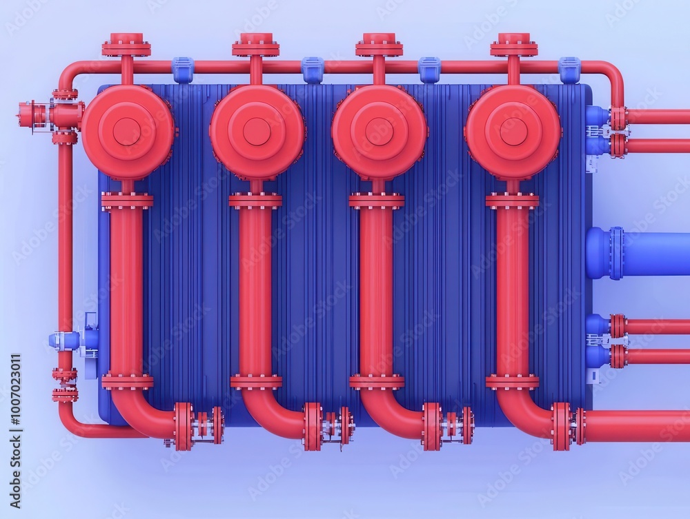 Schematic of a machine's heat exchanger system, illustrating thermal ...