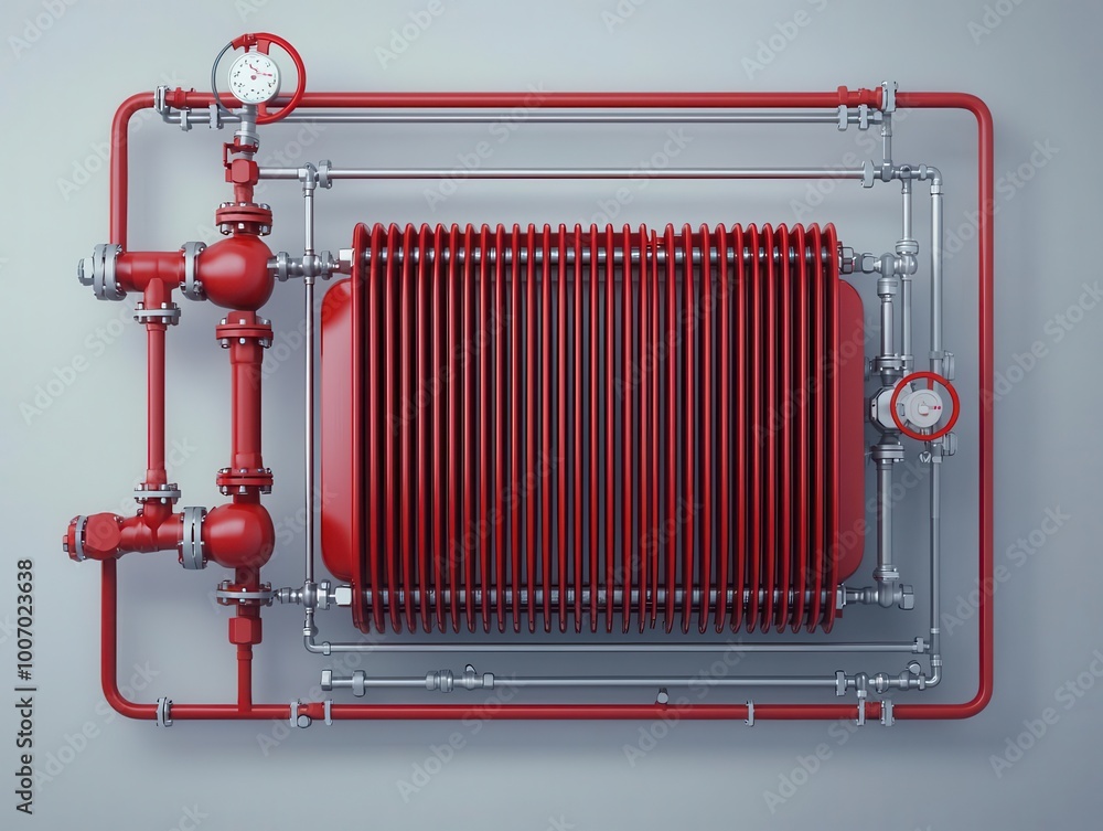 Schematic of a machine's heat exchanger system, illustrating thermal ...