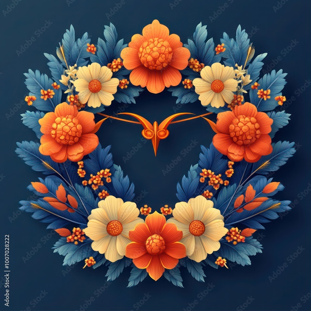 Hindu Navratri Festival Banner with Bow and Arrow and Flower Wreath for ...