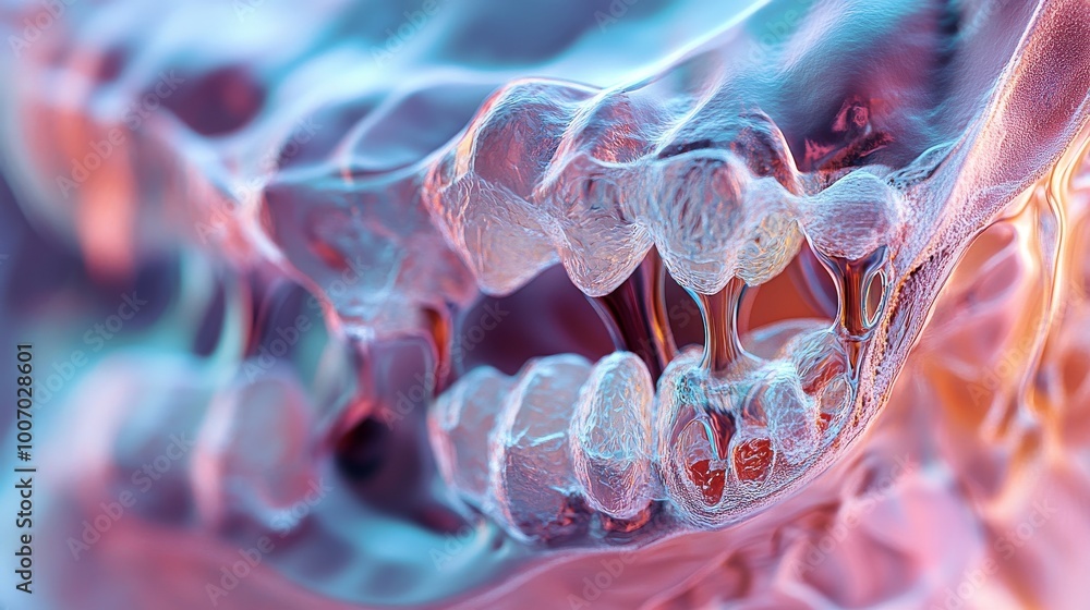 A detailed 3D picture showing the inside of a tooth root, as seen on an ...