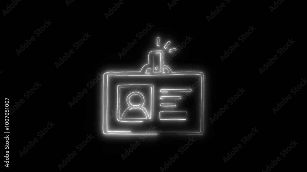 ID Card Outline Icon in HD Video Neon Animation – Identification and ...