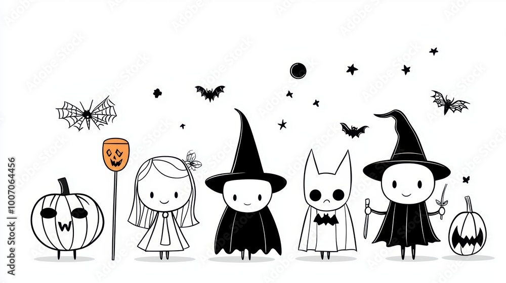 Coloring Book Halloween Costume A coloring page depicting children ...