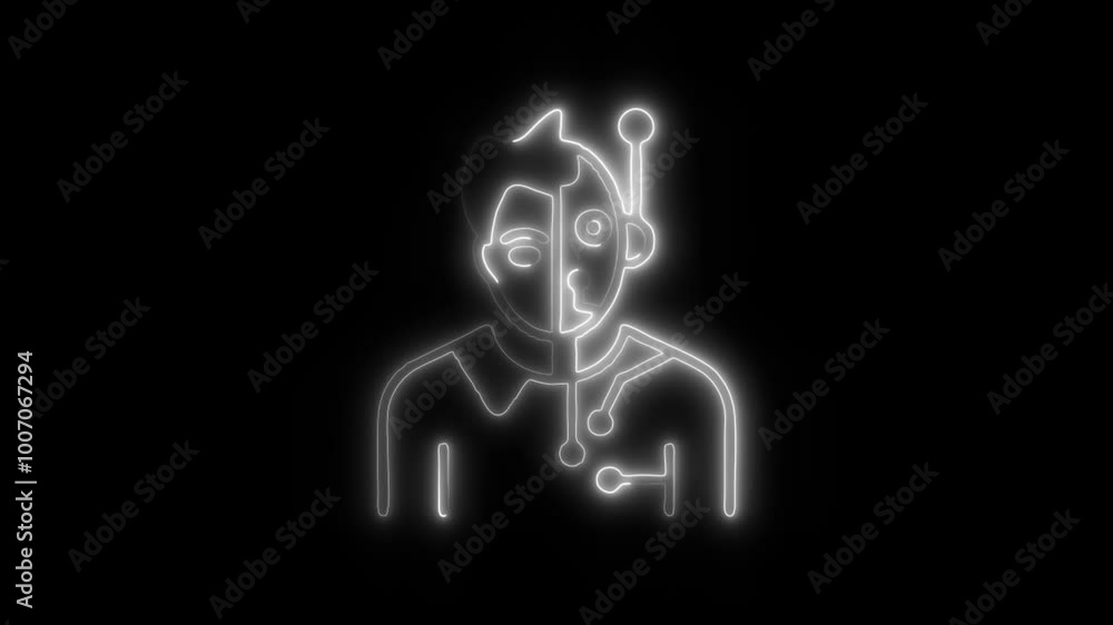 Bionic Man Outline Icon in HD Video Neon Animation – Futuristic ...