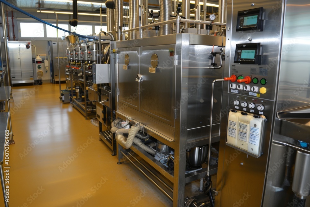 Milk processing plant flow pasteurization units for milk safety Stock ...