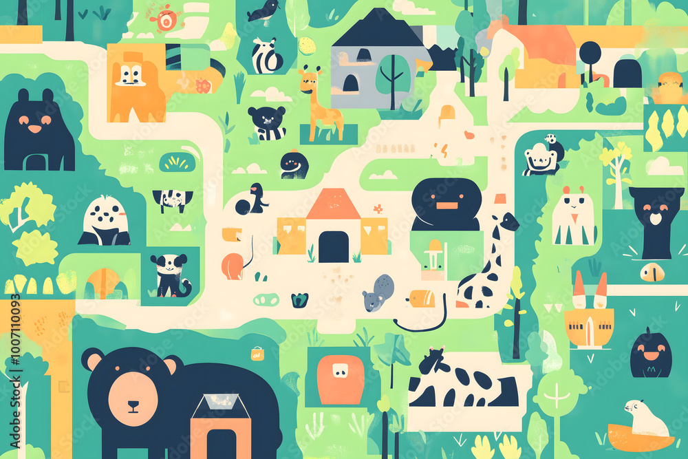 A map of the zoo with all its animals Zoo Map and Adventure Concept ...