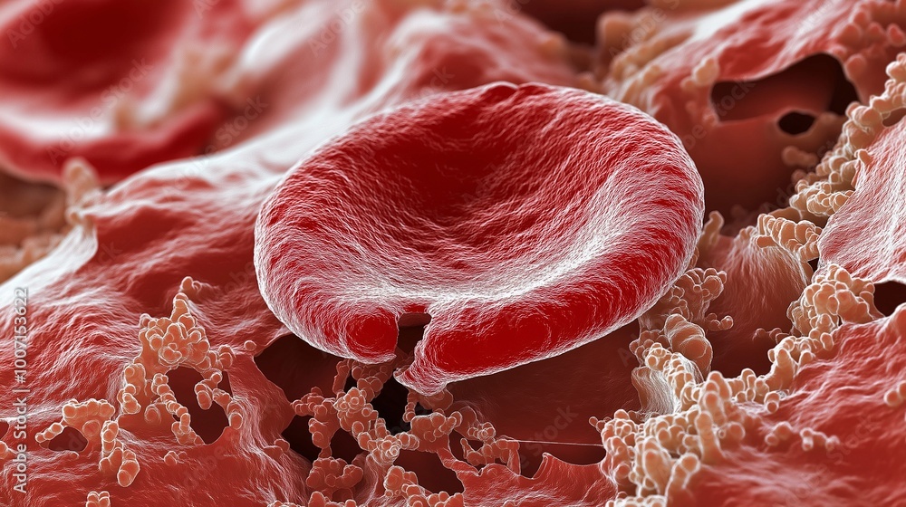 detailed structure of a red blood cell, showing its biconcave shape ...