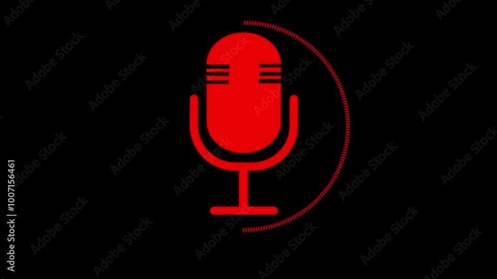 Audio microphone icon animation. radio wave of podcast microphone ...