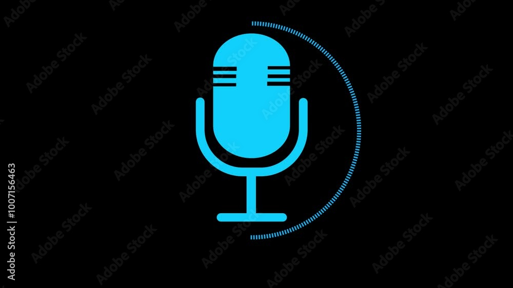 Audio microphone icon animation. radio wave of podcast microphone ...