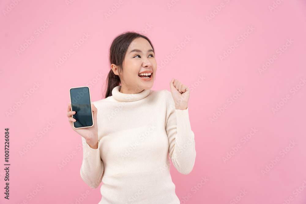 Asian beautiful woman exited surprise face expression . female feels ...