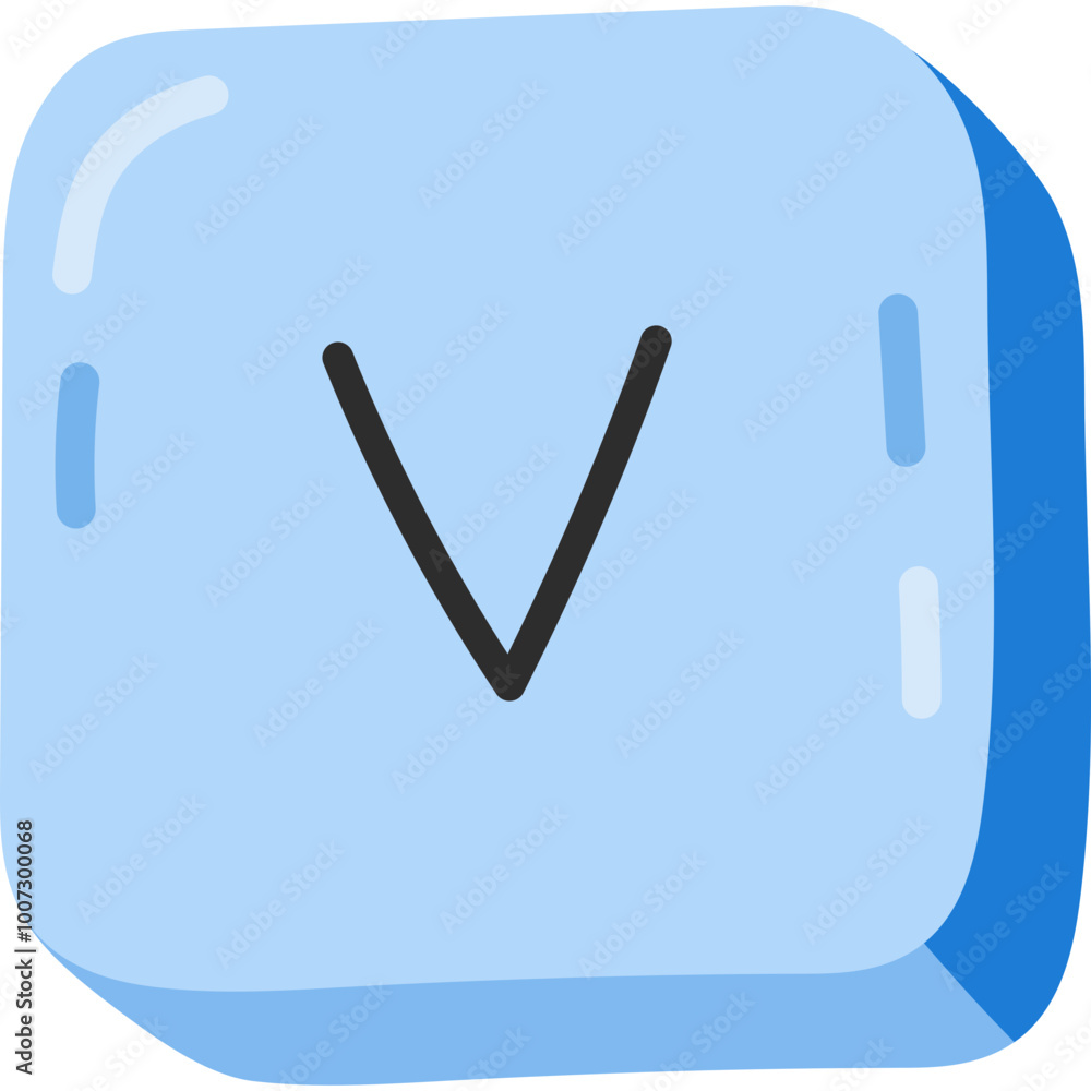 Cute cartoon blue Ctrl V keyboard button. Copy and paste key shortcuts ...