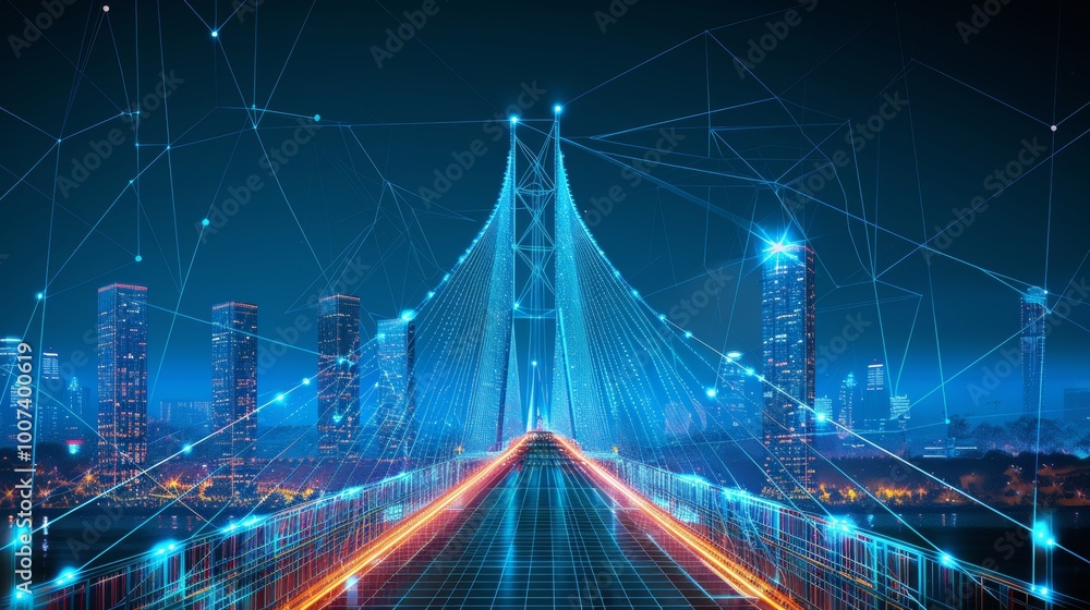 Architectural overview of a 3d bridge model project with detailed ...