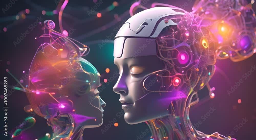 Colorful Illustrative 3D Animation of Neural Network Concept Chatbot ...