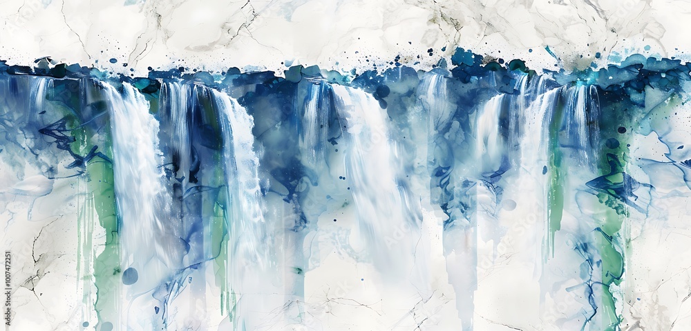 Marble texture with cascading waterfalls of sapphire blue and emerald ...