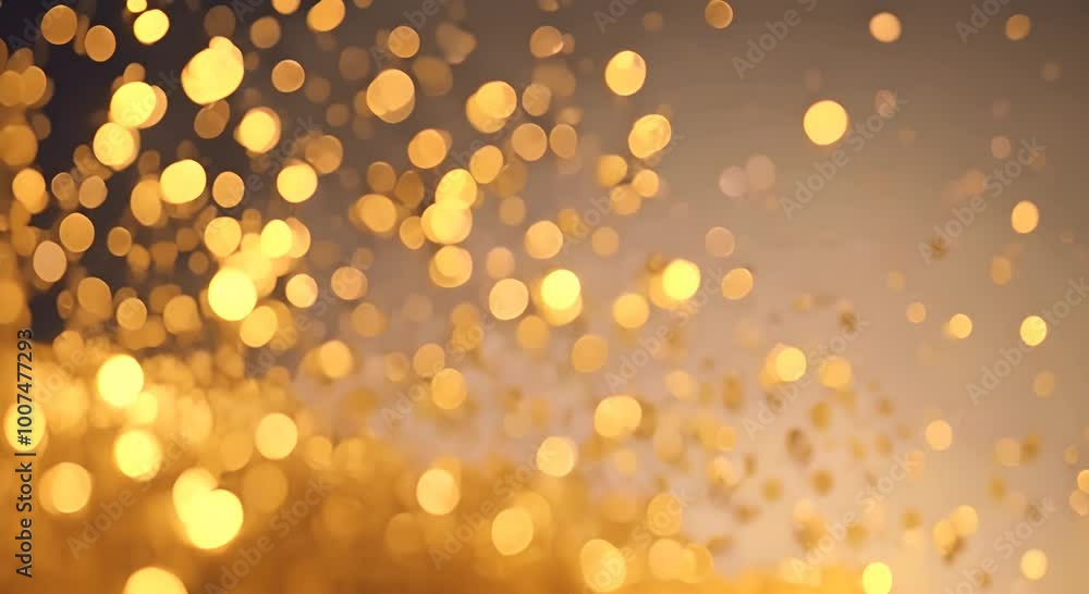 Gold glitter background with sparkle shine light confetti Abstract motion background shining ...