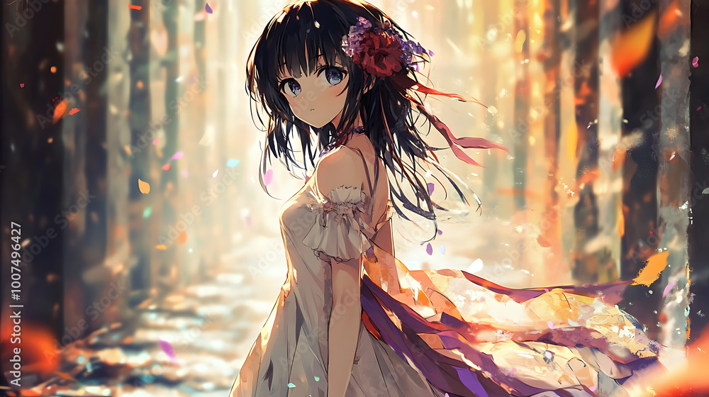 Anime Girl in a Dreamy Forest: A whimsical and captivating anime girl ...
