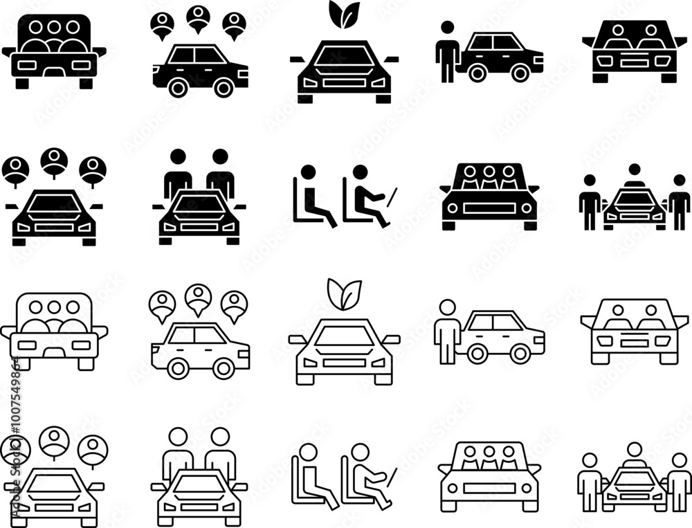 Poster carpool icon set – Wall Art | UkPosters