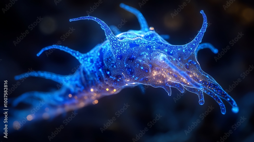 Fractal brain of a sea slug with glowing sensory neurons, Sea Slug Neural System, simple yet ...