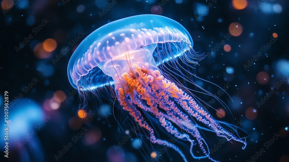 Jellyfish brain in a glowing translucent style, Jellyfish Primitive ...