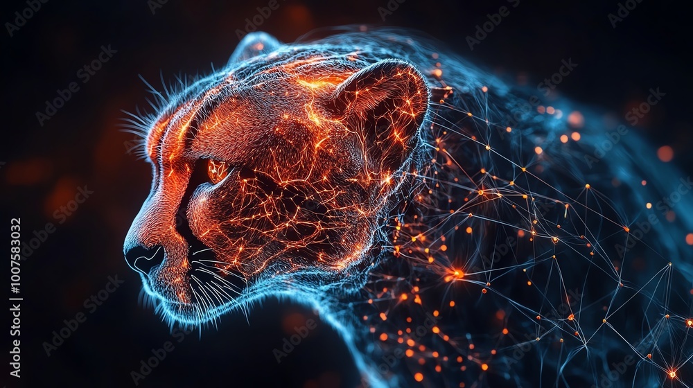 Neural Diagram Of A Cheetah S Brain With Regions For Speed And Reflexes