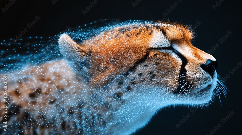 ภาพประกอบสต็อก Neural diagram of a cheetah s brain with regions for ...