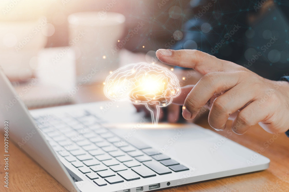 Brain inside the hands of the businessman. Human head and brain.Deep ...