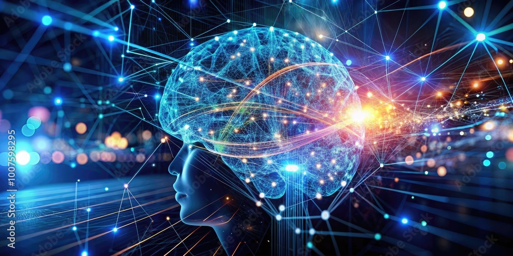 Advanced artificial intelligence technology concept with deep learning ...