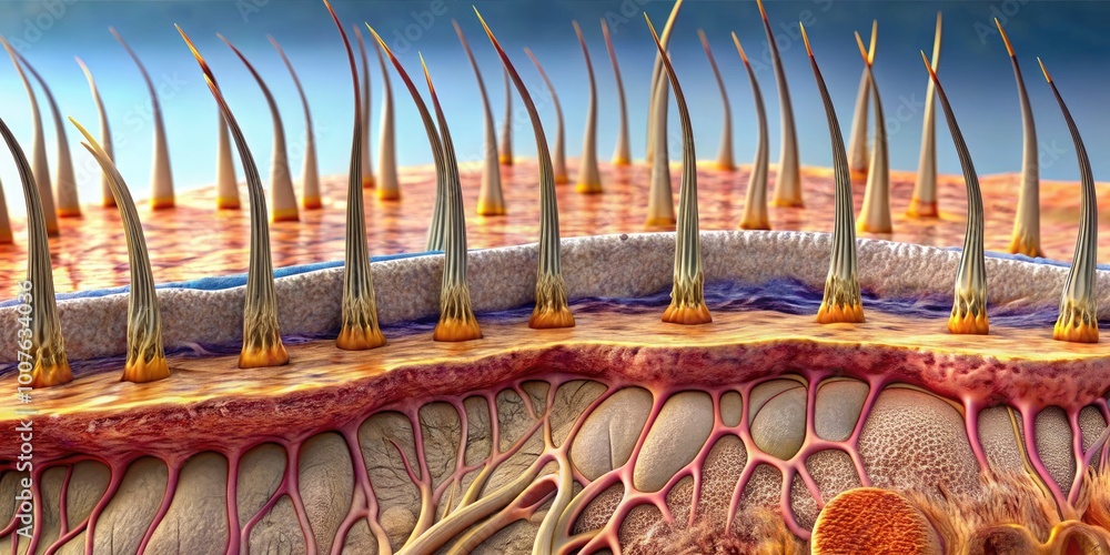 Detailed View of Hair Structure Under Microscope Showing Cuticle ...