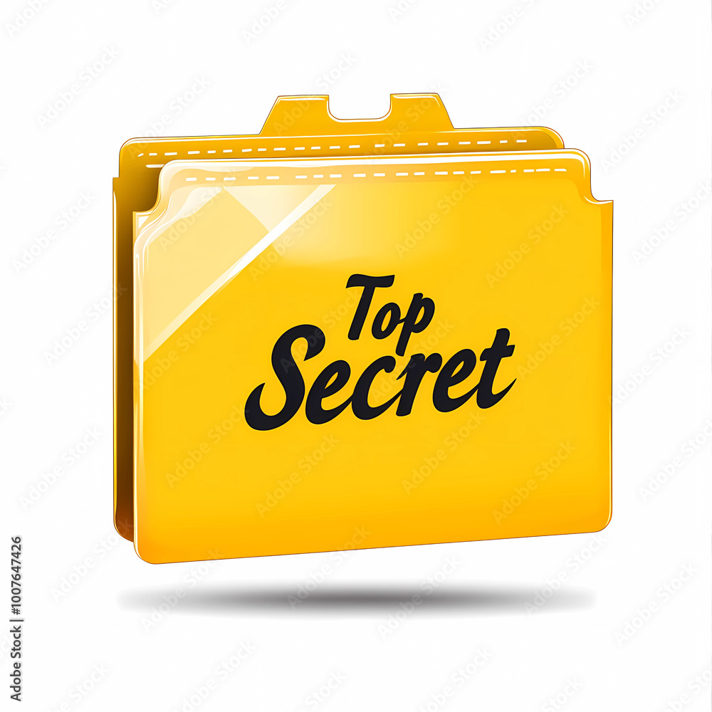 Vector graphic of a yellow top secret file icon with the text "top ...