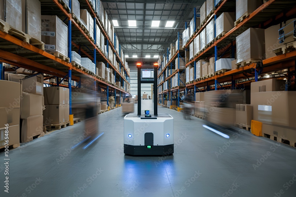 Autonomous Robot transportation in warehouse.Automation with AGV and ...