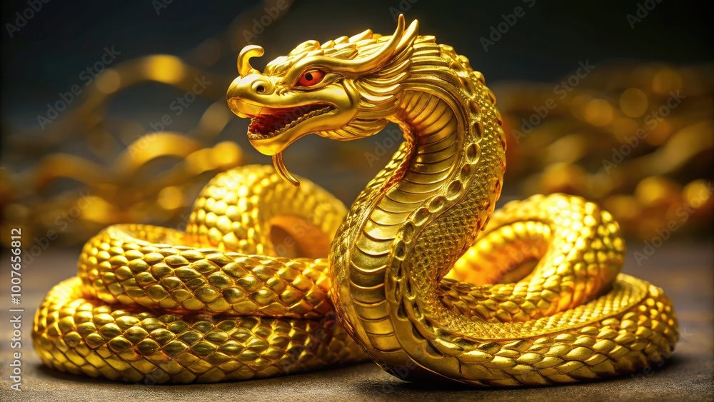 Gold Snake Symbol of Chinese Zodiac Representing Wisdom, Elegance, and ...
