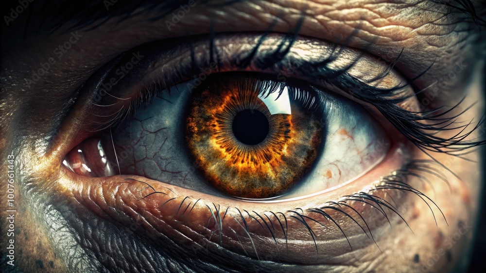 Hyper-realistic close-up of a creepy eye with detailed textures and ...