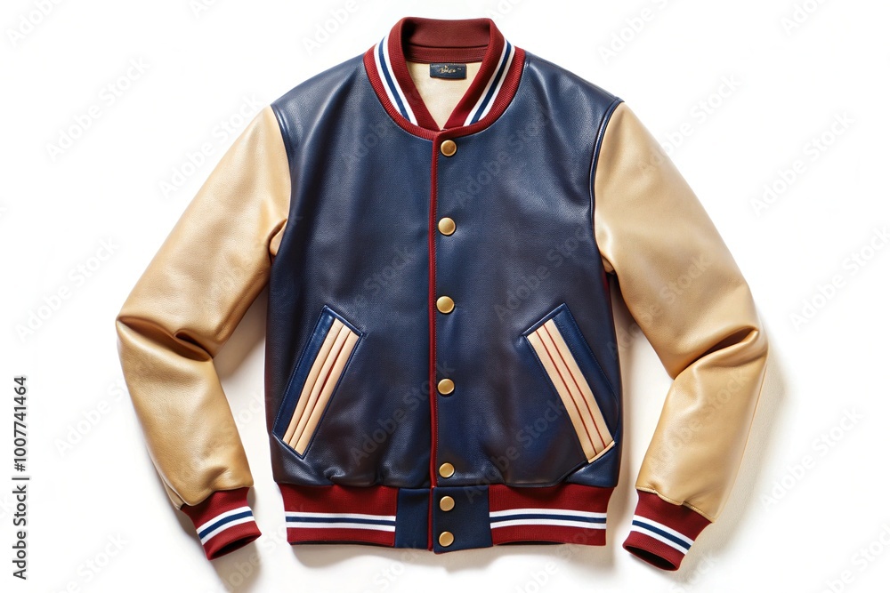 Vintage-inspired varsity jacket with embroidered patches, faux leather ...